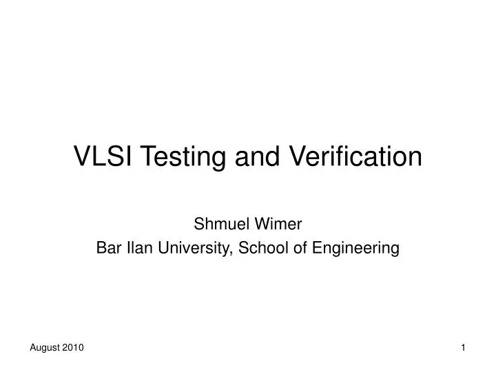 Ppt Vlsi Testing And Verification Powerpoint Presentation Free