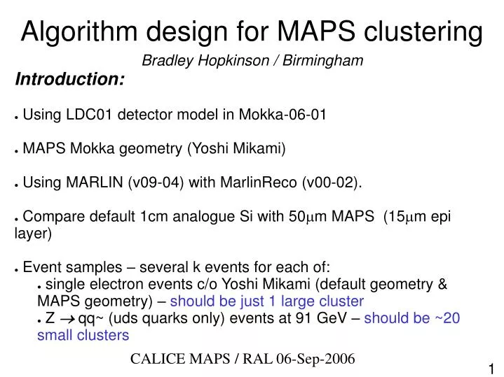 PPT - Algorithm design for MAPS clustering PowerPoint Presentation, free download - ID:6538608