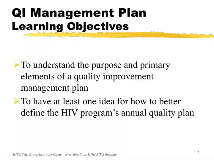 PPT - QI Management Plan Learning Objectives PowerPoint Presentation ...