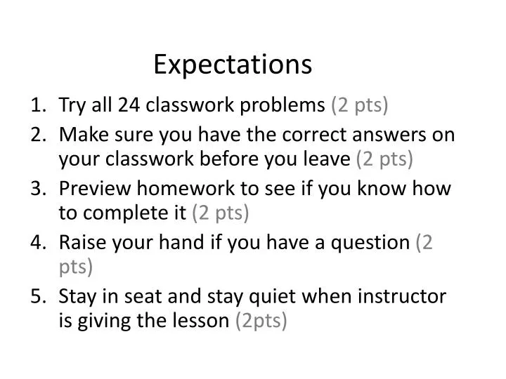 PPT - Expectations PowerPoint Presentation, free download - ID:6541061