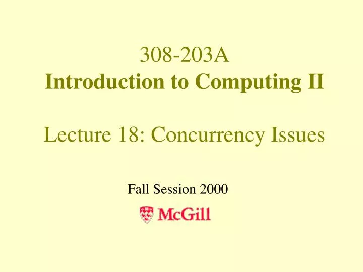Ppt 308 203a Introduction To Computing Ii Lecture 18 Concurrency
