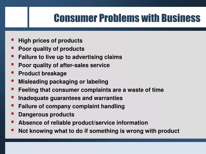 PPT - Consumer Problems with Business PowerPoint Presentation, free ...