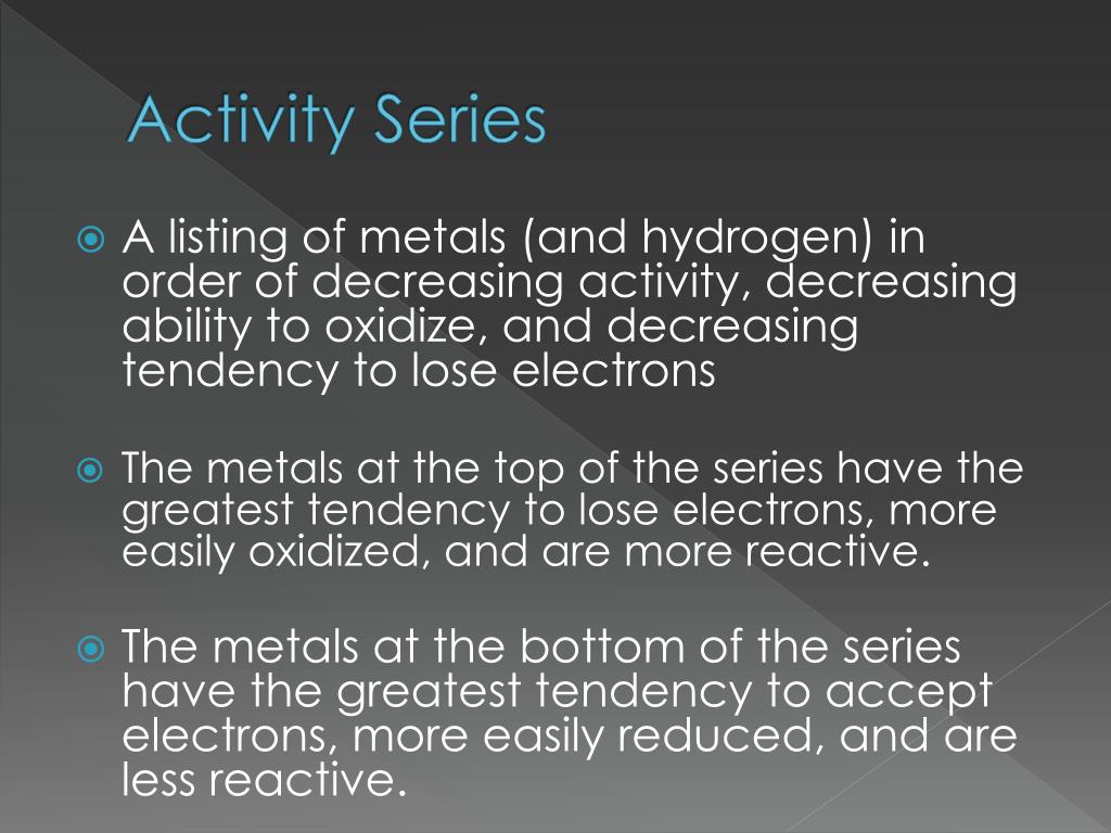 PPT - Understanding Redox Reactions and the Activity Series of Metals ...