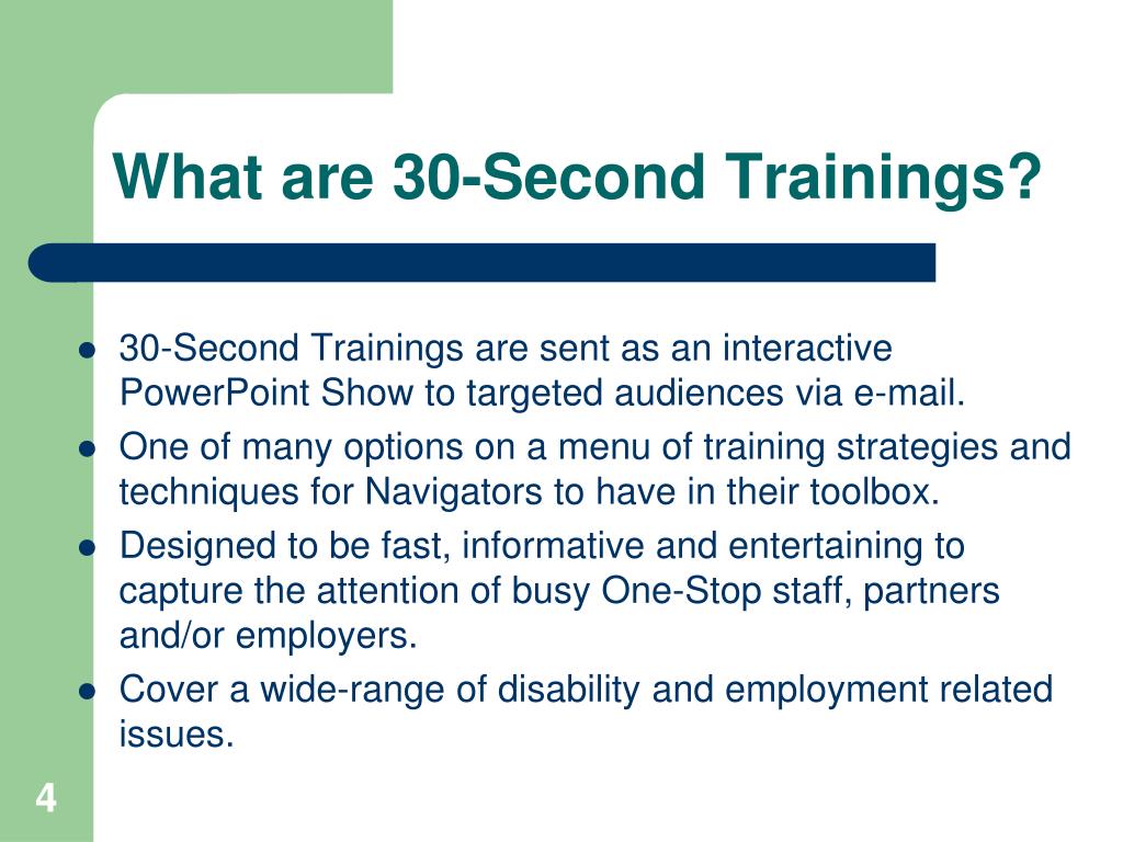 PPT - 30-Second Training Series: National Disability Employment ...