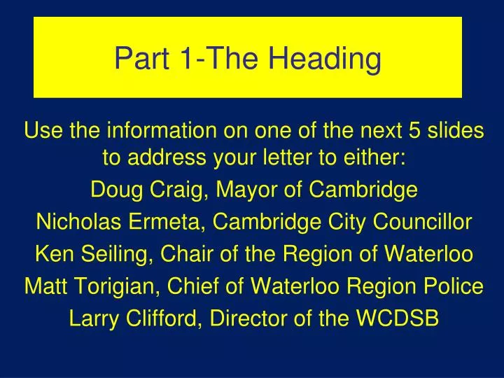 PPT - Part 1-The Heading PowerPoint Presentation, free download - ID ...