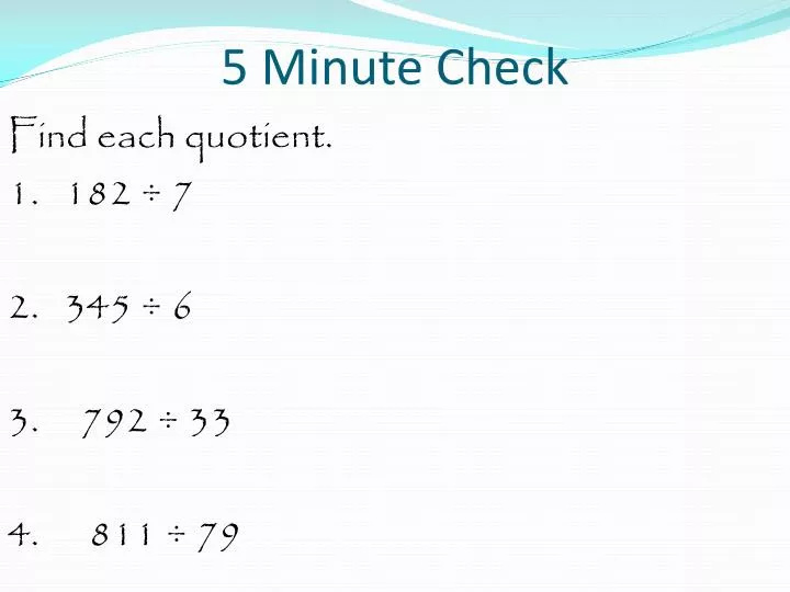 PPT - 5 Minute Check PowerPoint Presentation, free download - ID:6548111