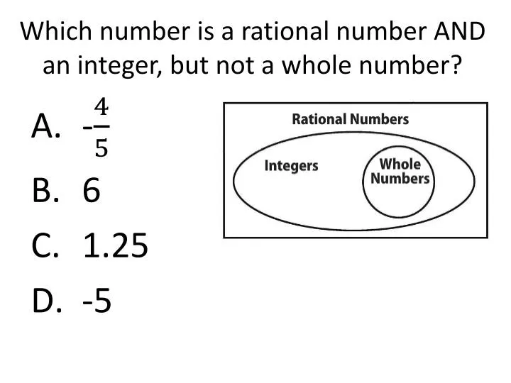 PPT Which Number Is A Rational Number AND An Integer But Not A Whole 