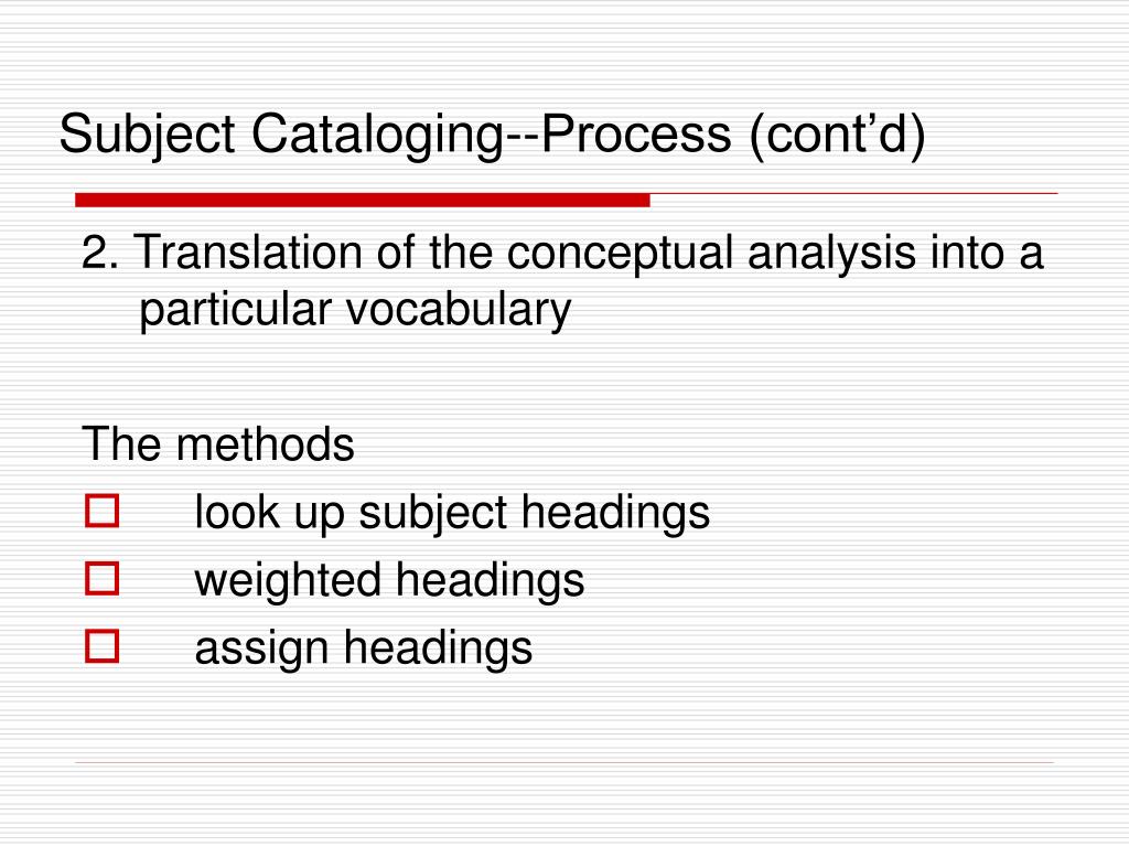 PPT - Subject Analysis and Vocabulary Control PowerPoint Presentation ...
