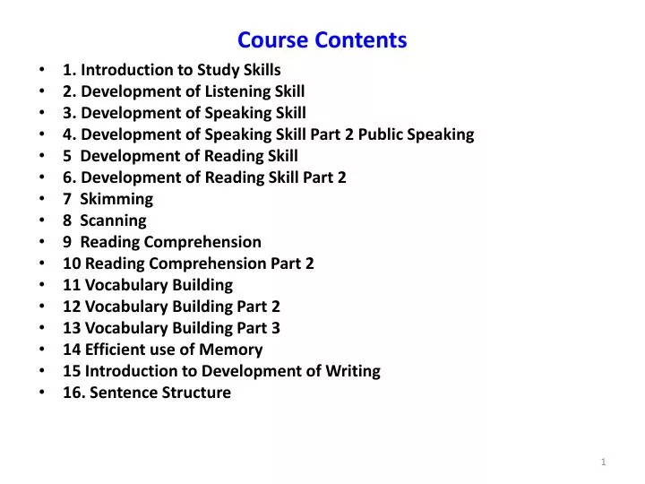 PPT - Course Contents PowerPoint Presentation, free download - ID:6555224