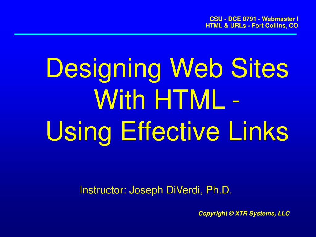 PPT - Designing Web Sites With HTML - Using Effective Links PowerPoint ...