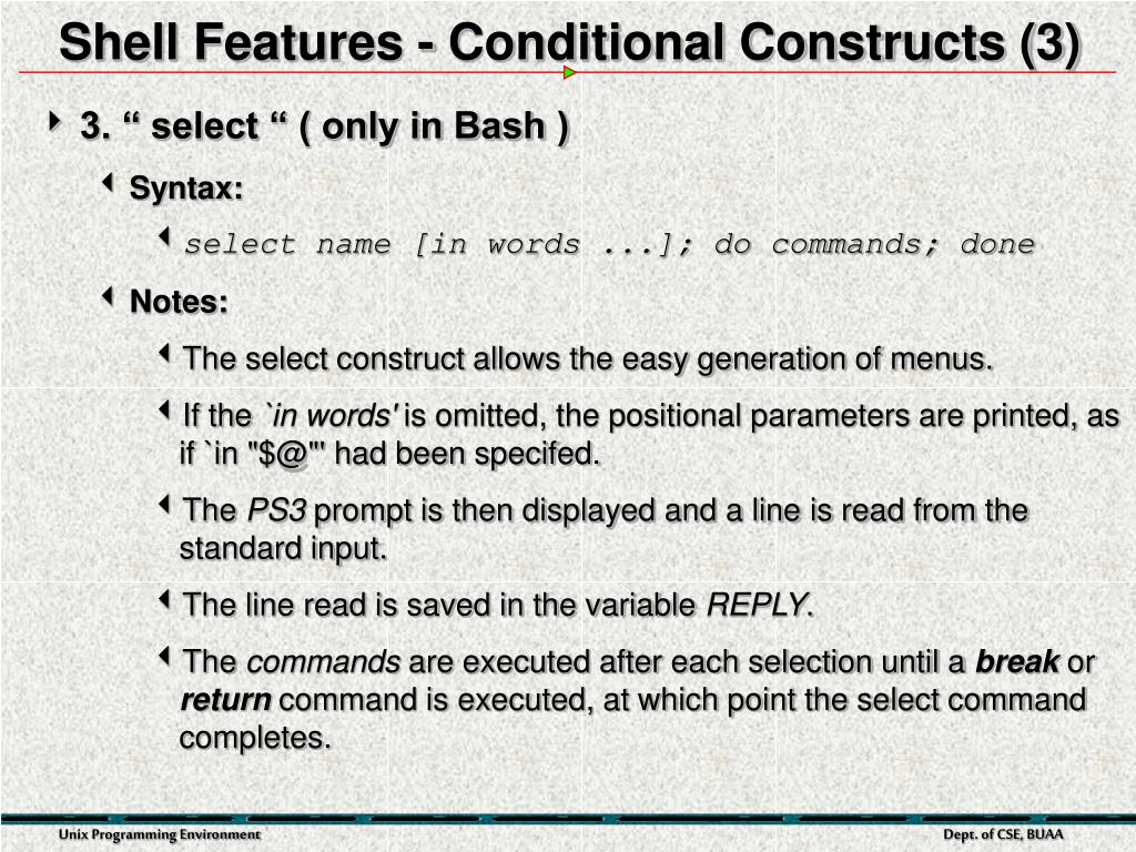 Ppt Unix Programming Environment Part 4 Shell Programming Prepared By Xu Zhenya Xzybuaa
