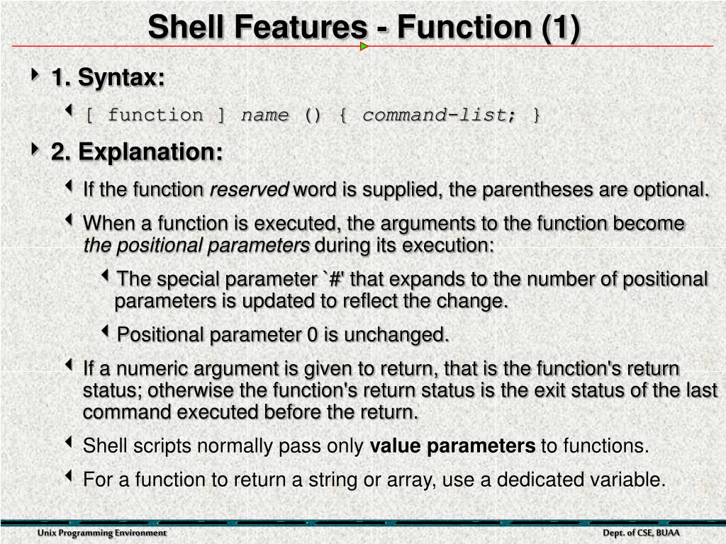 Ppt Unix Programming Environment Part 4 Shell Programming Prepared By Xu Zhenya Xzybuaa