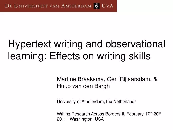 PPT - Hypertext writing and observational learning: Effects on writing ...