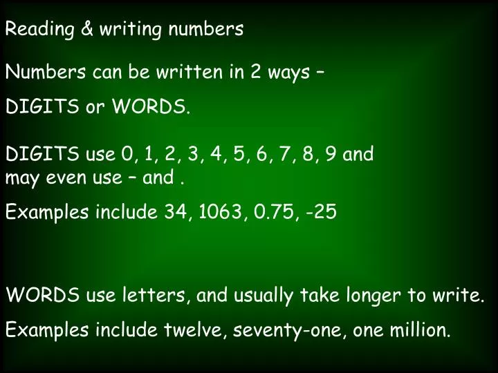 PPT - Reading & writing numbers PowerPoint Presentation, free download ...