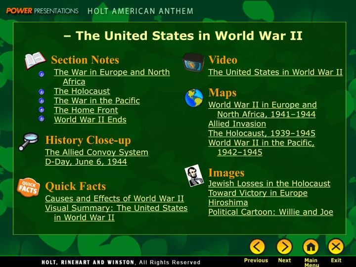 PPT - – The United States in World War II PowerPoint Presentation, free ...