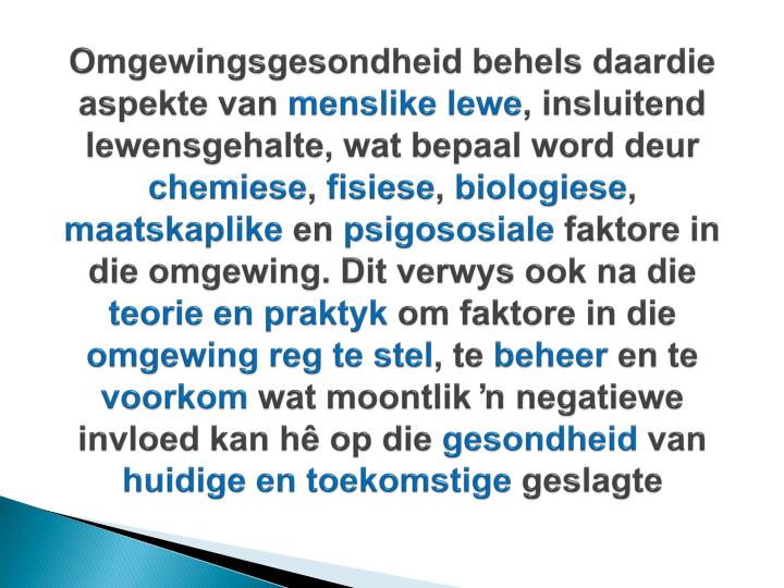 PPT - Omgewingsgesondheidskwessies PowerPoint Presentation - ID:6561801