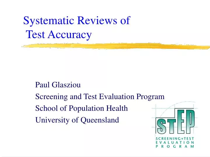 PPT - Systematic Reviews of Test Accuracy PowerPoint Presentation, free ...