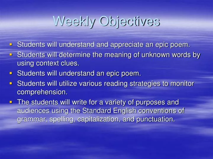 PPT - Weekly Objectives PowerPoint Presentation, free download - ID:6562096