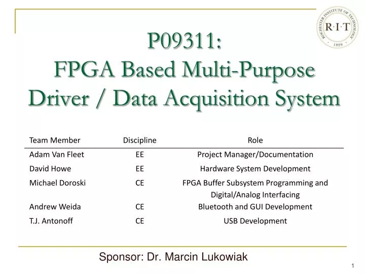 PPT - P09311: FPGA Based Multi-Purpose Driver / Data Acquisition System PowerPoint Presentation ...