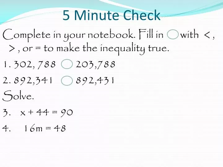 PPT - 5 Minute Check PowerPoint Presentation, free download - ID:6563076