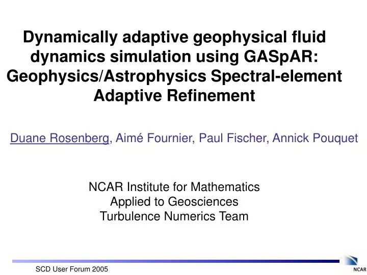 PPT - Duane Rosenberg , Aimé Fournier, Paul Fischer, Annick Pouquet ...