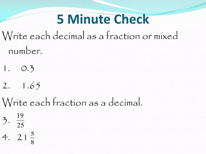 PPT - 5 Minute Check PowerPoint Presentation, free download - ID:6564198