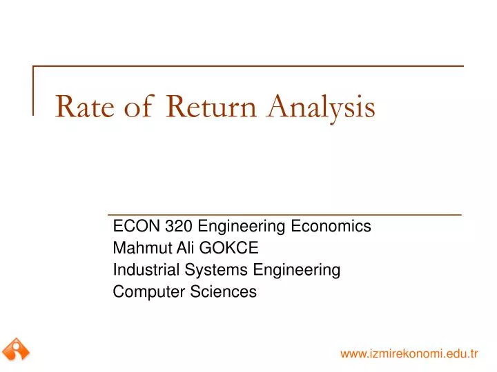 PPT - Rate of Return Analysis PowerPoint Presentation, free download ...