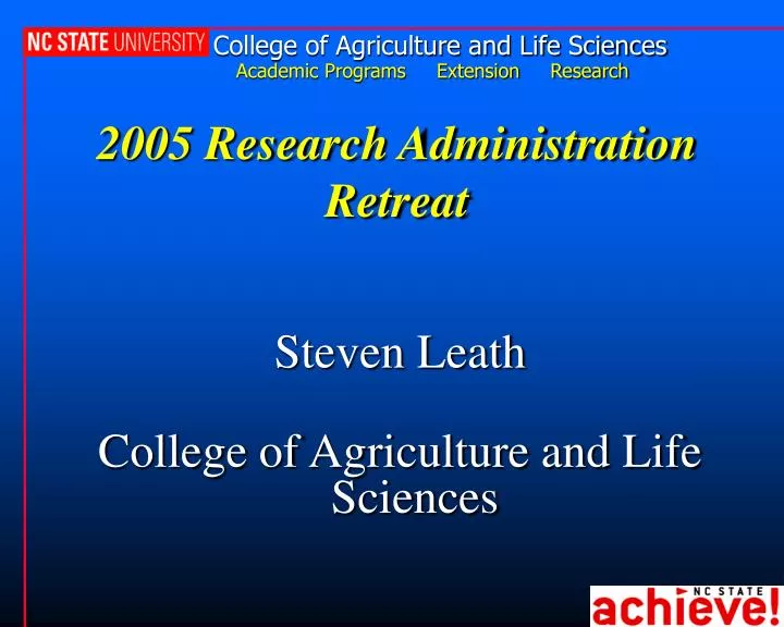 PPT - 2005 Research Administration Retreat PowerPoint Presentation ...