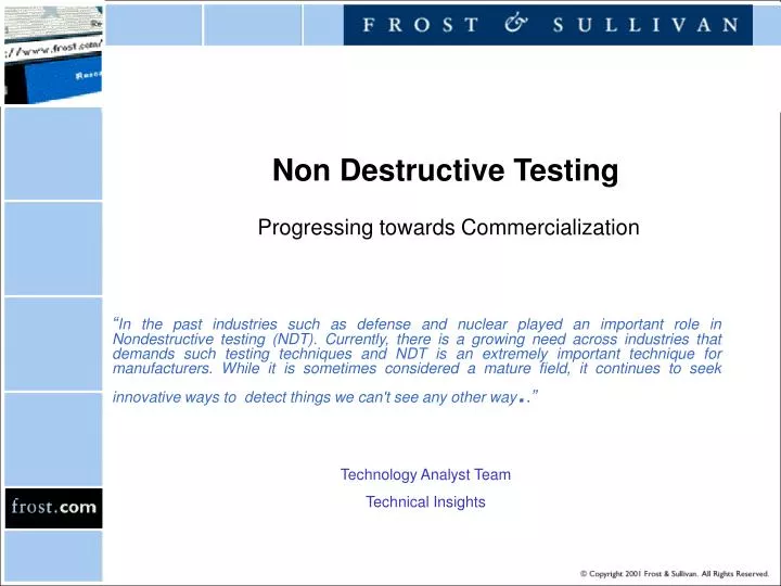 PPT - Non Destructive Testing Progressing towards Commercialization ...