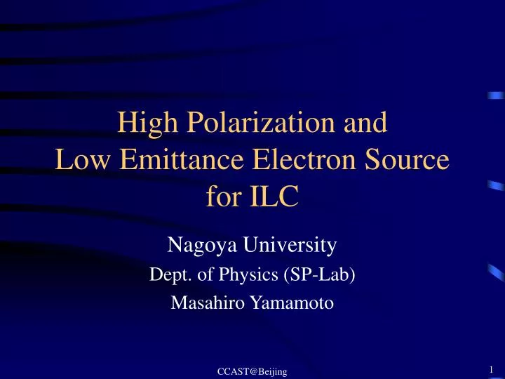 PPT - High Polarization and Low Emittance Electron Source for ILC ...