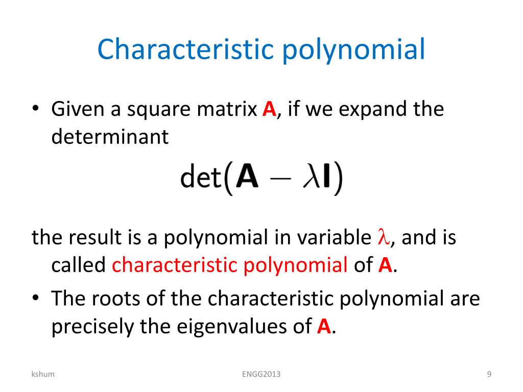 PPT ENGG2013 Unit 18 The Characteristic Polynomial PowerPoint