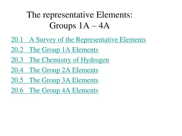 PPT - The representative Elements: Groups 1A – 4A PowerPoint ...