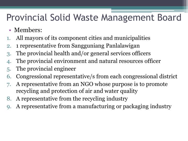 PPT - Ecological Solid Waste Management Act of 2000 RA 9003 PowerPoint ...
