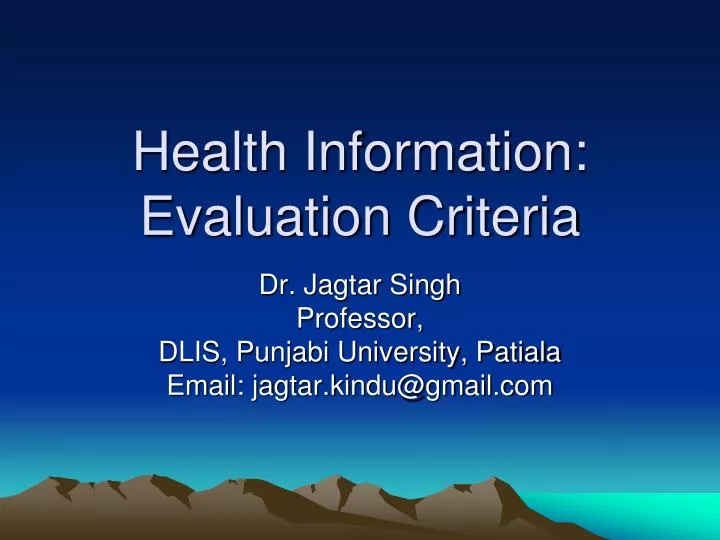 PPT - Health Information: Evaluation Criteria PowerPoint Presentation ...