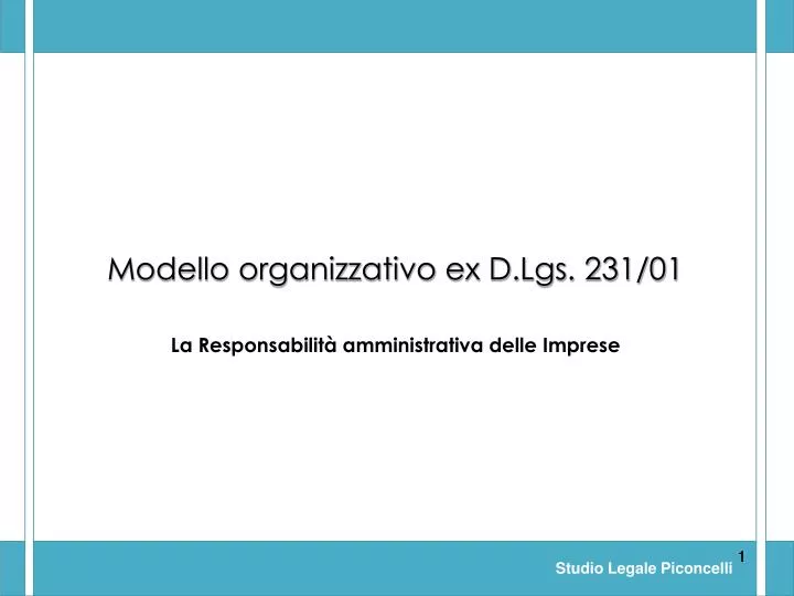 PPT - Modello organizzativo ex D.Lgs. 231/01 PowerPoint Presentation ...
