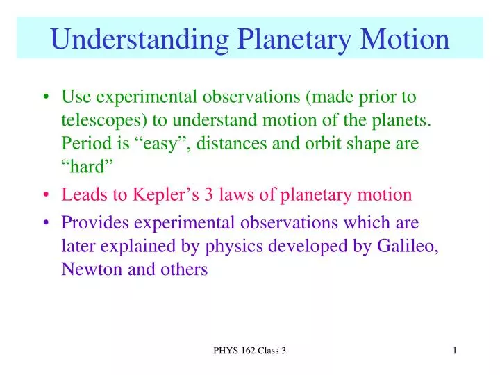 PPT - Understanding Planetary Motion PowerPoint Presentation, free ...