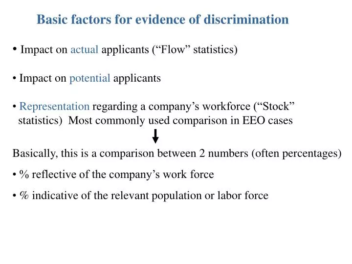 PPT - Basic factors for evidence of discrimination PowerPoint ...