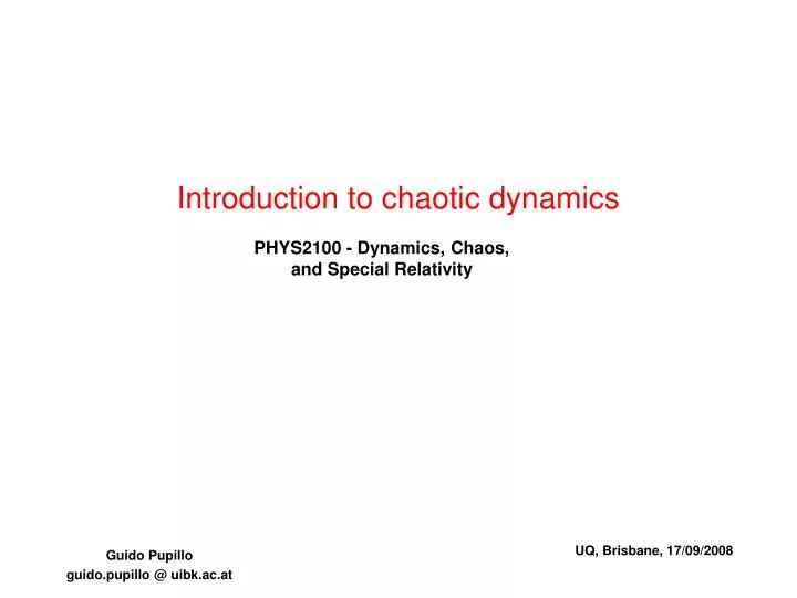 PPT - Introduction to chaotic dynamics PowerPoint Presentation, free ...
