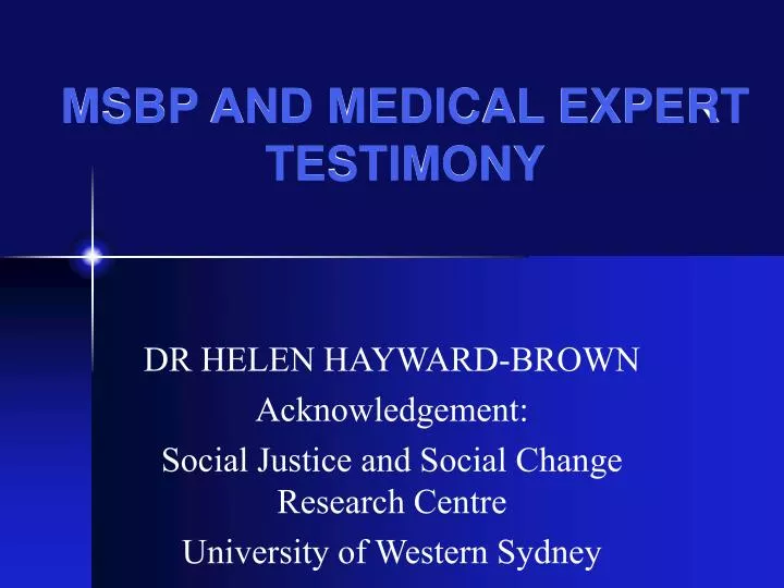 PPT - MSBP AND MEDICAL EXPERT TESTIMONY PowerPoint Presentation, free ...