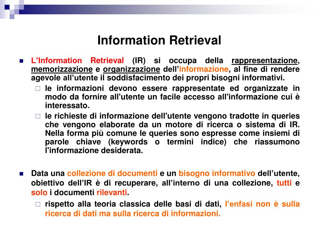 PPT - Sistemi per il recupero delle informazioni PowerPoint ...