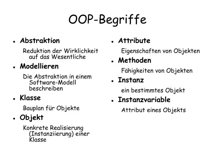 PPT - OOP-Begriffe PowerPoint Presentation, free download - ID:6578830