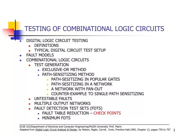 Ppt Testing Of Combinational Logic Circuits Powerpoint Presentation 6144