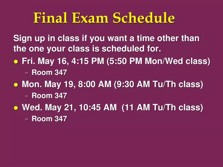 PPT - Final Exam Schedule PowerPoint Presentation, free download - ID ...