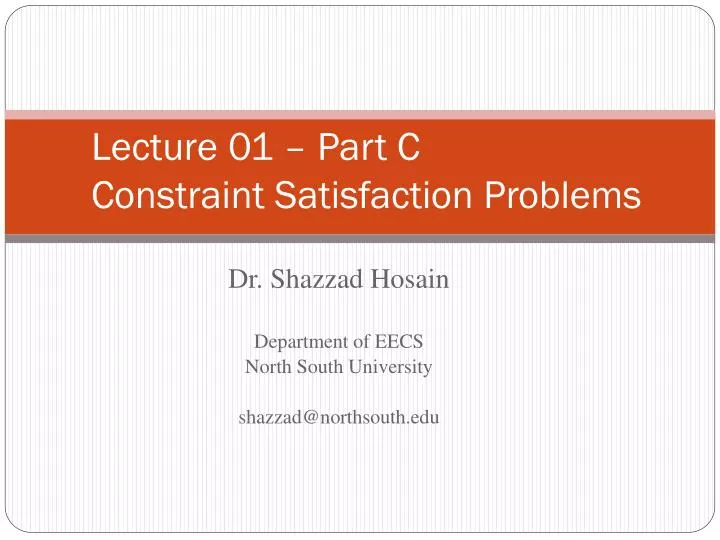 Ppt Lecture 01 Part C Constraint Satisfaction Problems Powerpoint 7610