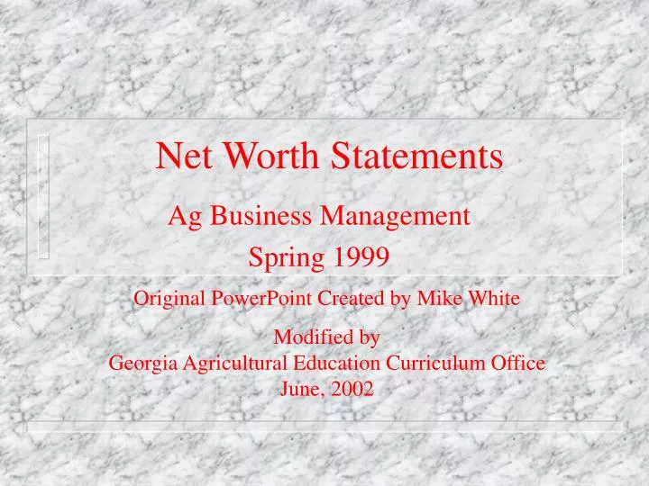PPT - Net Worth Statements PowerPoint Presentation, free download - ID ...