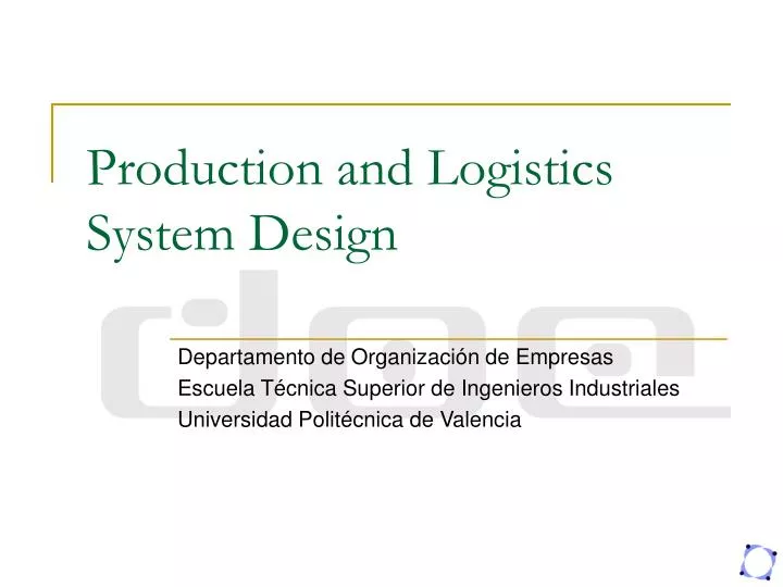 PPT - Production and Logistics System Design PowerPoint Presentation ...