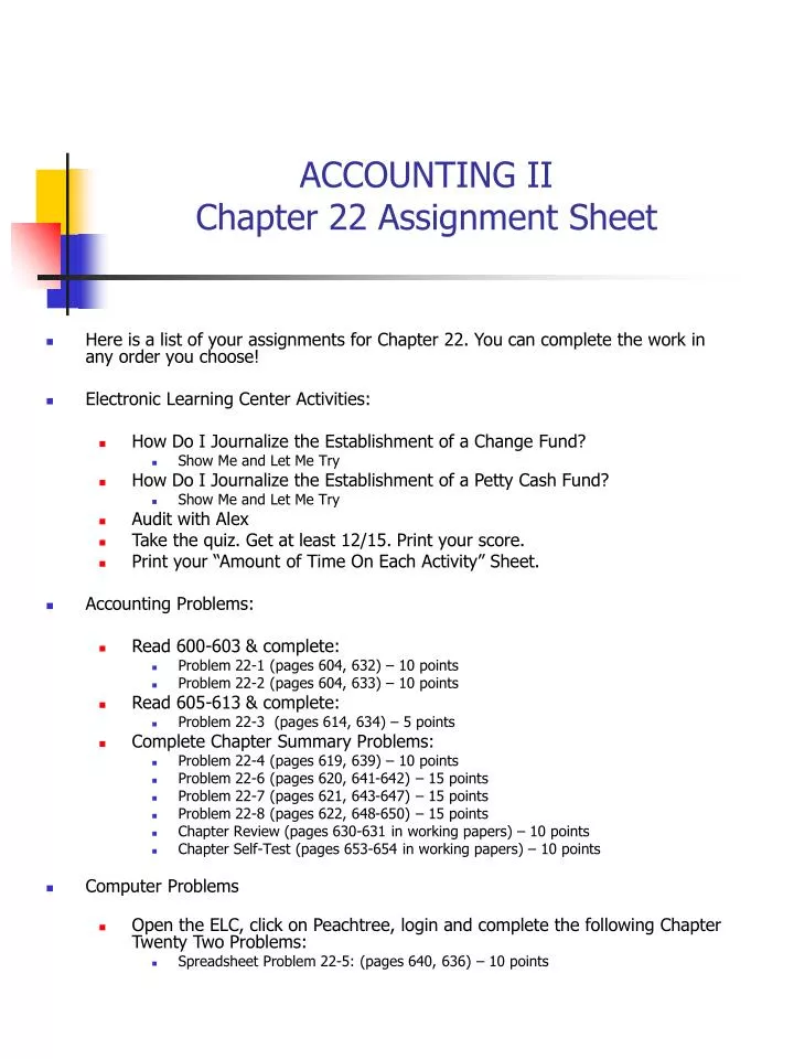 PPT - ACCOUNTING II Chapter 22 Assignment Sheet PowerPoint Presentation ... PPT - ACCOUNTING II Chapter 22 Assignment Sheet PowerPoint Presentation ...