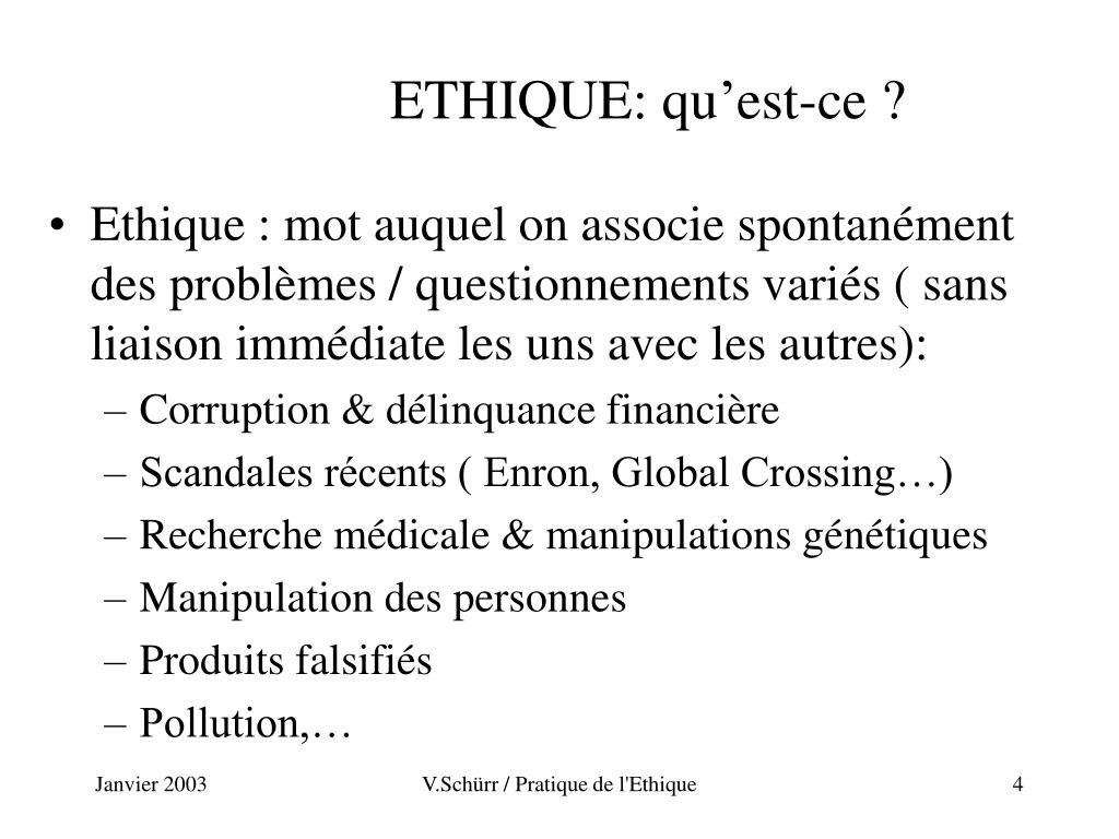 PPT - PRATIQUE DE L’ETHIQUE EN ENTREPRISE PowerPoint Presentation, free ...