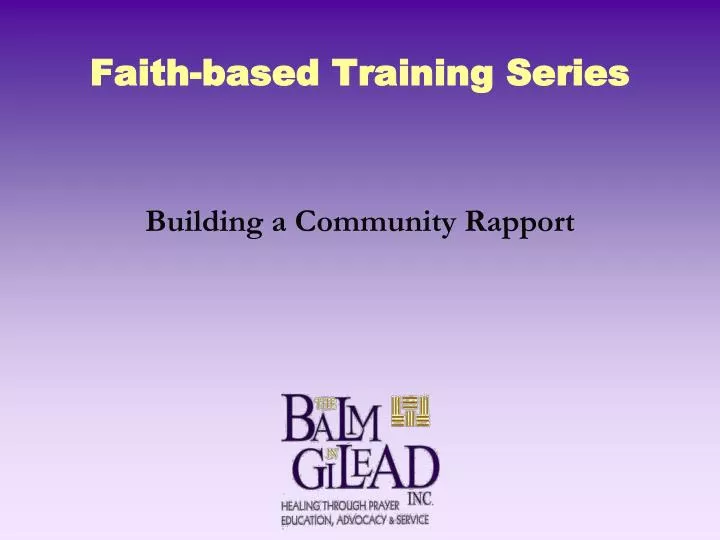 PPT - Faith-based Training Series PowerPoint Presentation, free ...