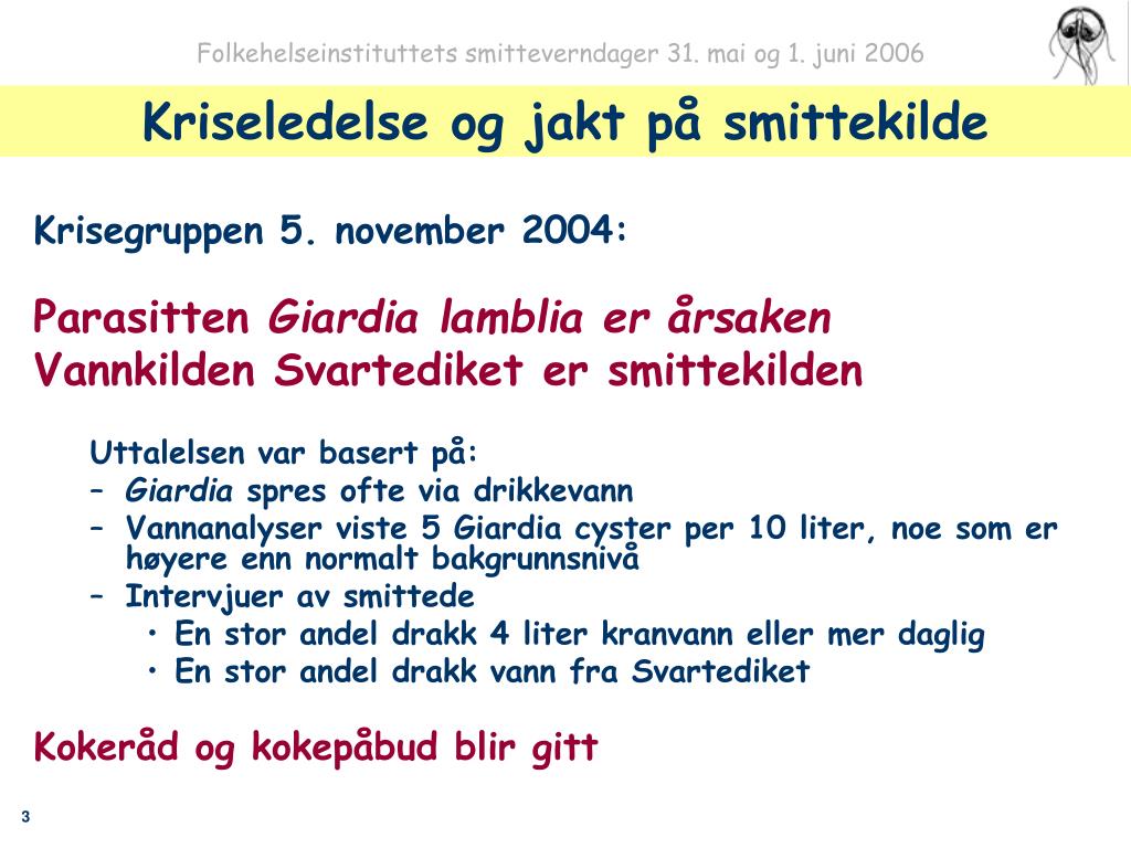 PPT - Folkehelseinstituttets smitteverndager 2006 Nasjonalt ...